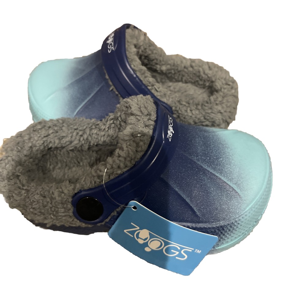 Kid's ZOOGS Blue & Aqua Sherpa-Lined Clog - Boys Size 8, New, NWT | eBay