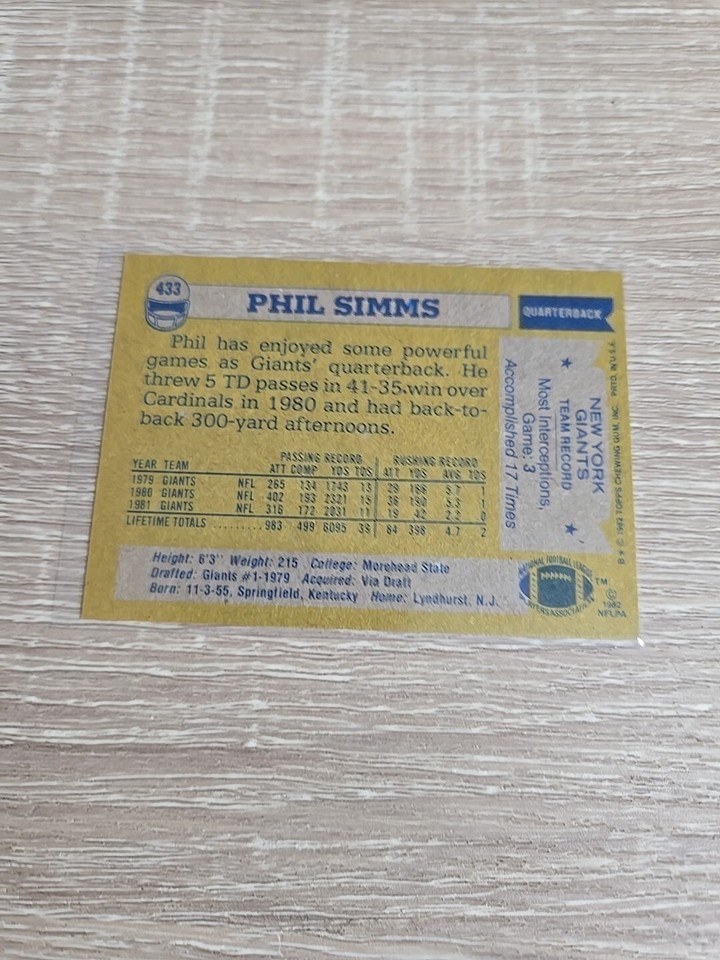 1982 Topps - #433 Phil Simms | eBay