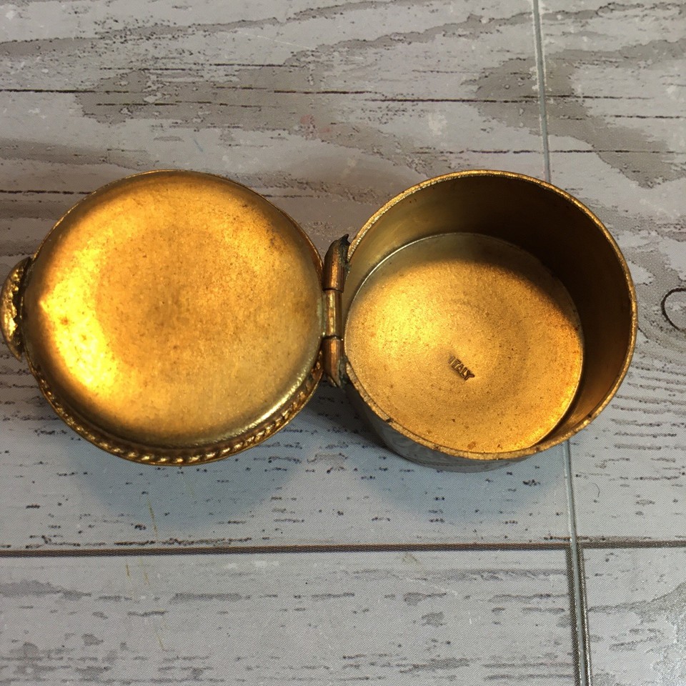 Vintage Brass And Porcelain Pill/Keepsake Box Made In Italy | eBay