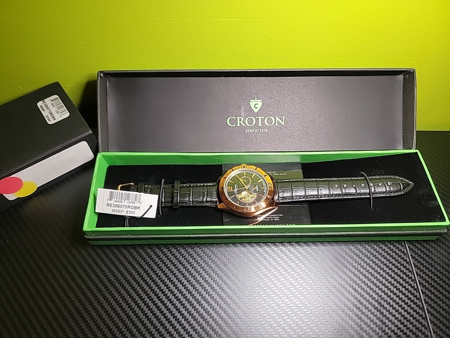 New CROTON Automatic Dial Reliance Watch Rose Gold/Black MSRP $350.00 ...