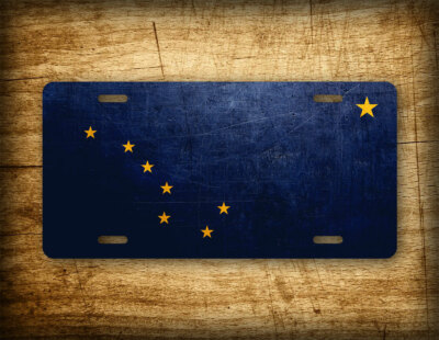 Alaska Weathered Metal Flag License Plate Antique AK State Flag Auto ...