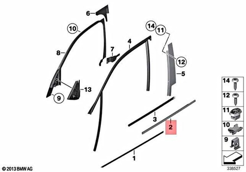 Genuine BMW X1 Zinoro 1E E84 Channel Coverexteriordoor Front Right ...