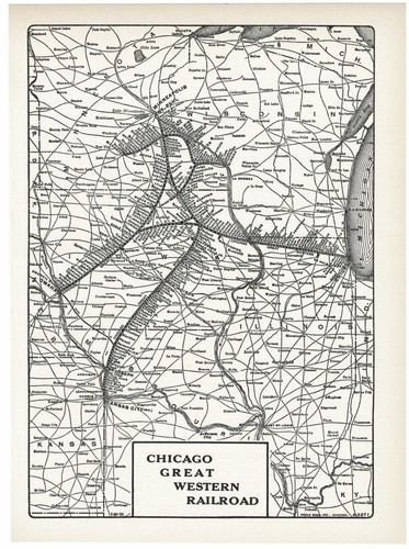 Chicago Great Western Railway - Original 1940 System Map. Vintage ...