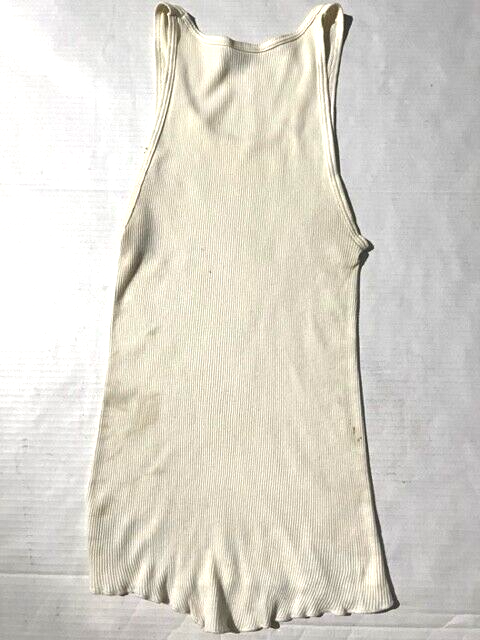 Vintage JOCKEY Mens White 100% Ribbed Cotton Stained Tank Top Underwear ...