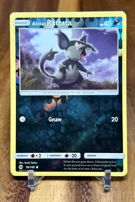 Alolan Rattata 76/149 Reverse Holo Sun & Moon Pokemon Card NM | eBay