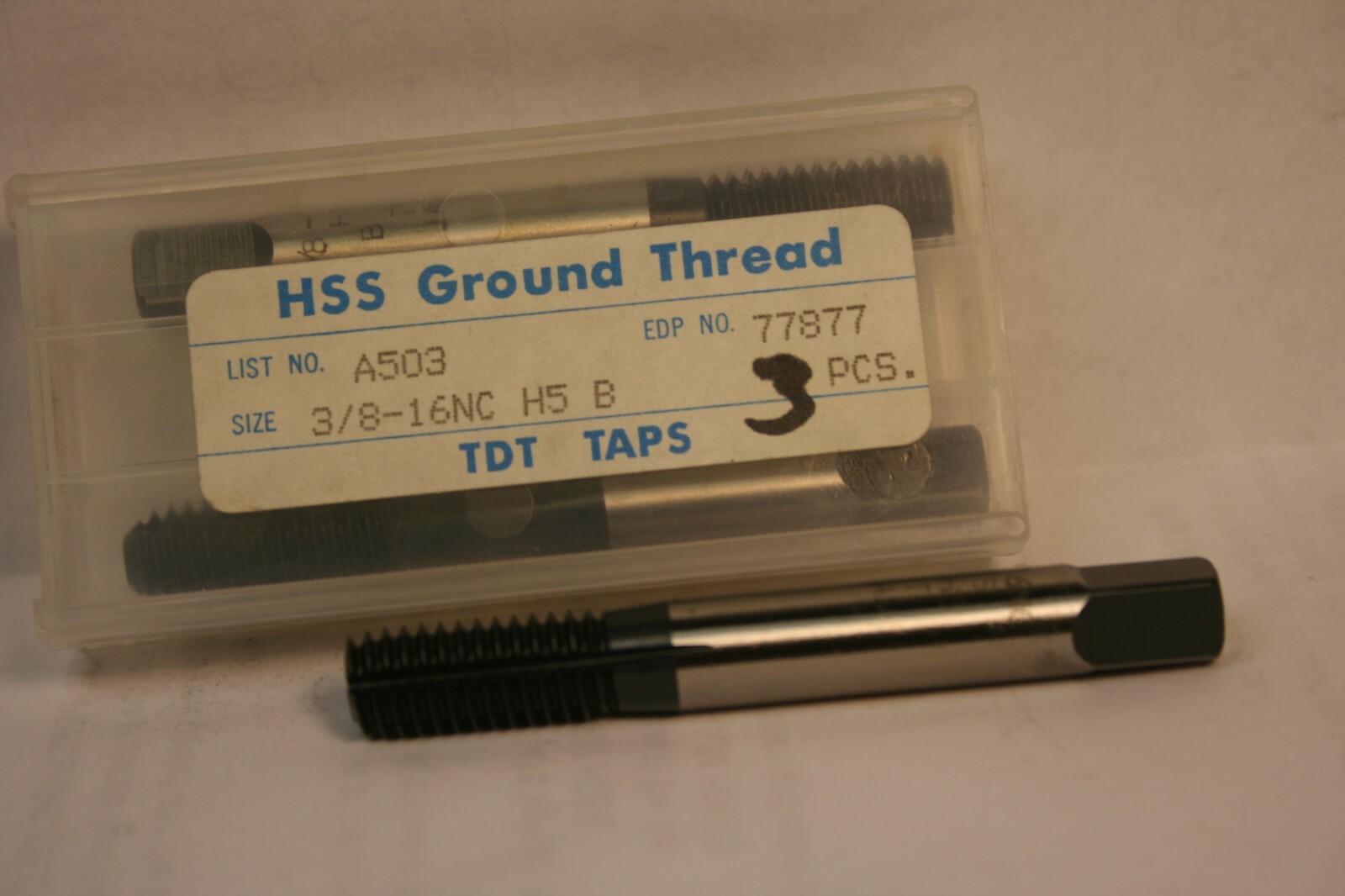 TDT Taps HSS Ground Thread 3/8-16 NC H5 B Form Bottom Tap 77877 ...