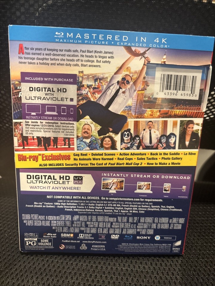 Paul Blart 2 (Blu-ray, 2015) New/sealed With Slipcover~ Kevin James ...