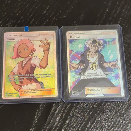 Pokemon TCG Sun Moon Ilima 146 & Guzma 143 Full Art Trainer Ultra Rare ...