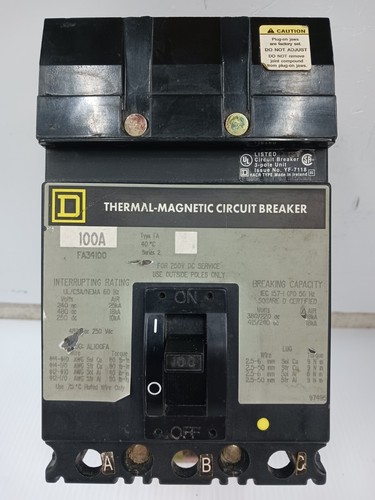 Square D 100 Amp I-Line Thermal-Magnetic Circuit Breaker 3 Pole 480 VAC ...