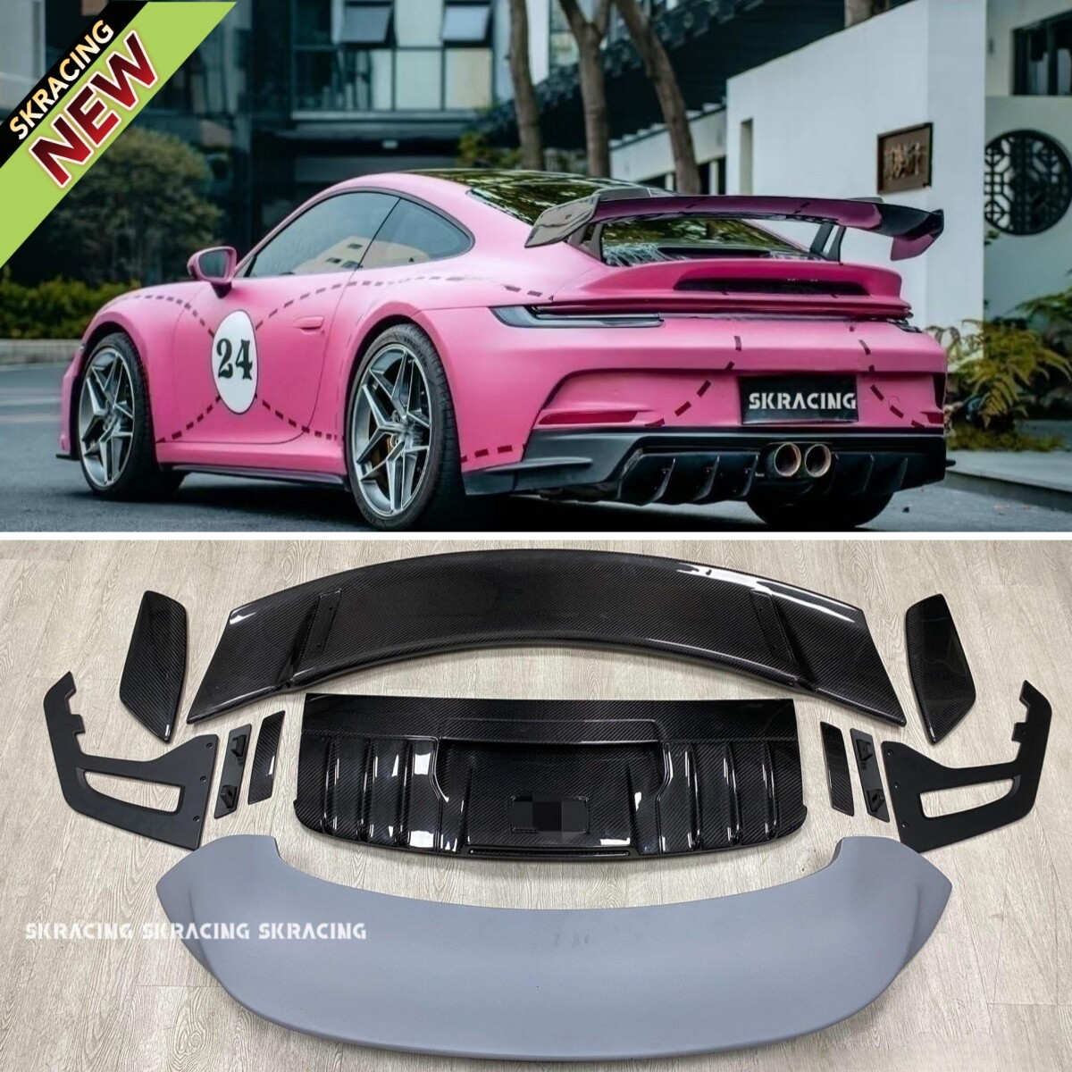 For Porsche 911 992 Carrera Rear Spoiler Lid Wing Half Carbon Fiber GT3 ...