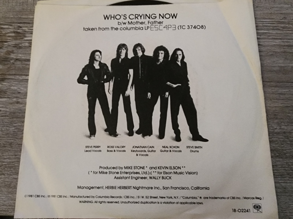 JOURNEY "WHO'S CRYING NOW" 45 PS | eBay