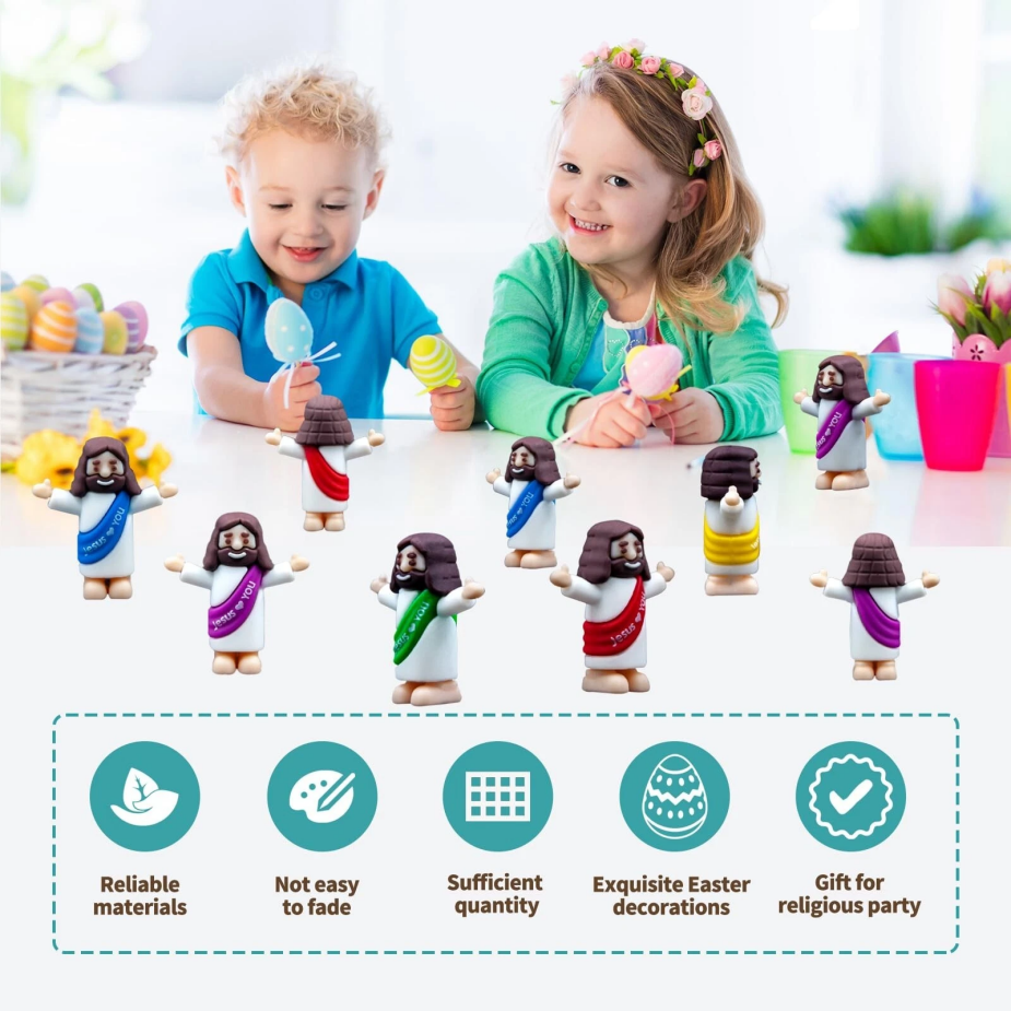 25 Pcs Little Jesus Figures Original Design Jesus Love You Mini Rubber ...