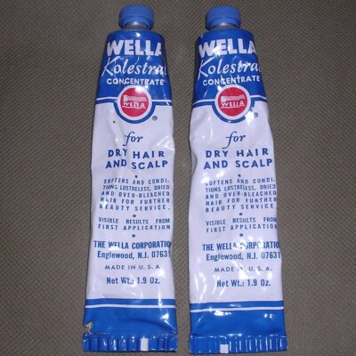 2 Vintage Dried Up Blue White Tubes Wella Kolestral Concentrate Dry ...