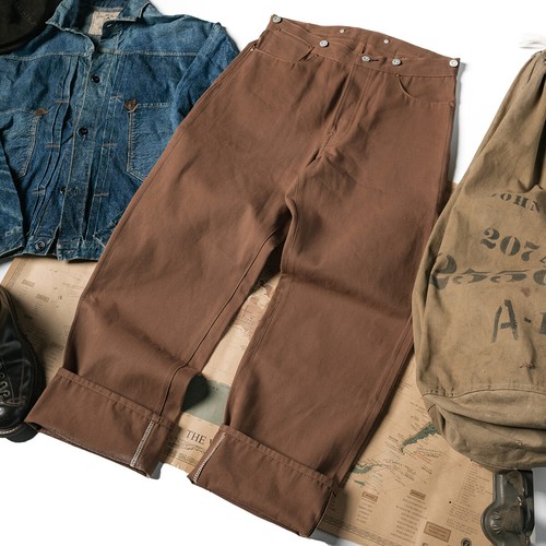 Retro Work Pants High Waist Loose Fit Workwear Trousers Brown | eBay