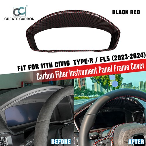 Gloss Carbon Fiber Instrument Panel Frame Cover Trim For 11th Civic ...