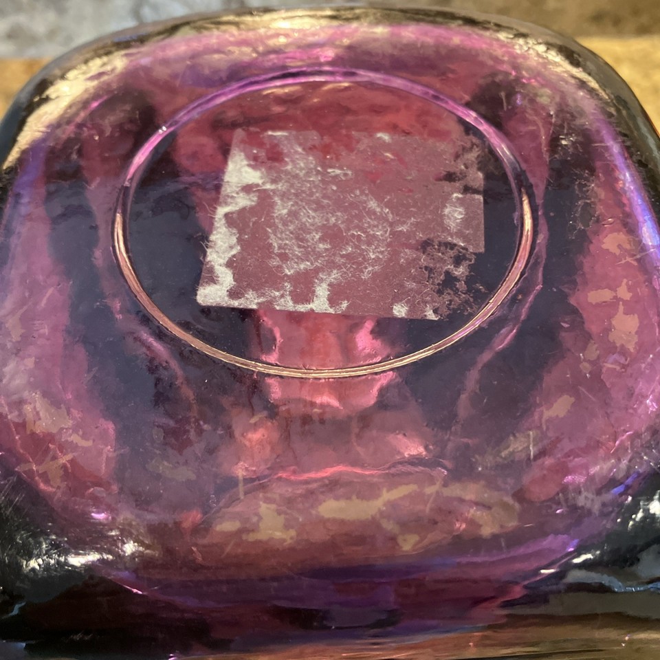 1970s Modernist Purple Art Glass Vase Blenko Style Handblown Thick ...