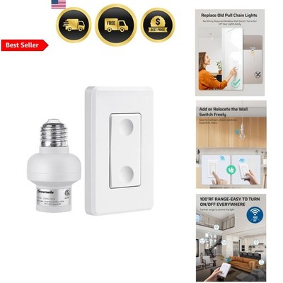 Wireless Light Switch Socket Bulb Control E26 E27 Remote Wall Mount No ...