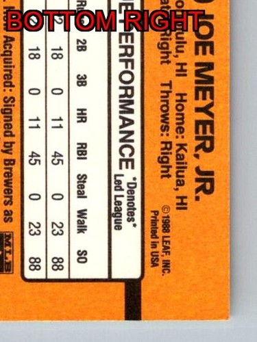 Joey Meyer Designated Hitter Milwaukee Brewers Donruss 1989 Card 339 | eBay