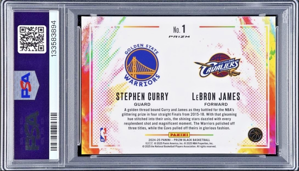 STEPHEN CURRY LEBRON JAMES 2024-25 PRIZM BLACK COLOR BLAST DUALS PSA 10 ...