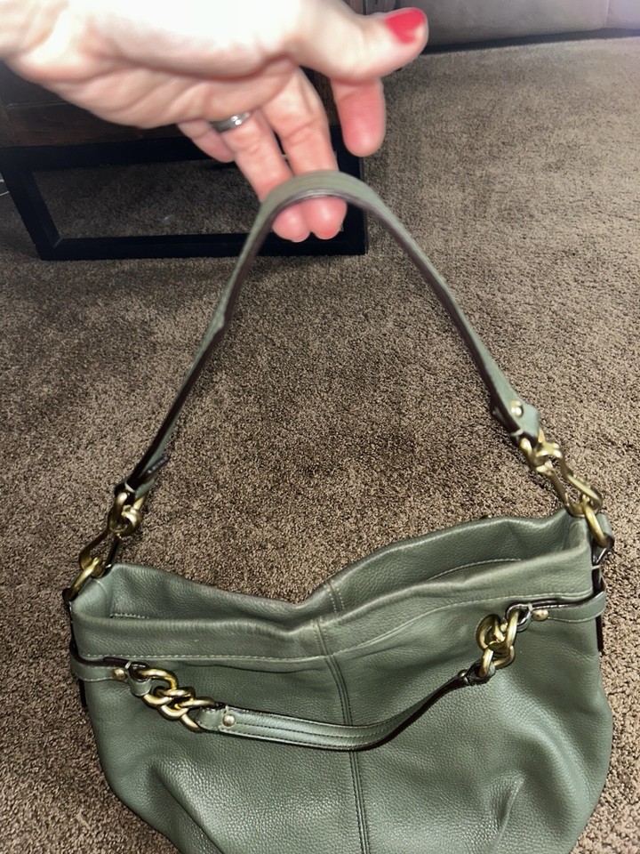 Coach Brooke F17165 Olive GreenPebbled Leather Hobo Handbag Purse ...