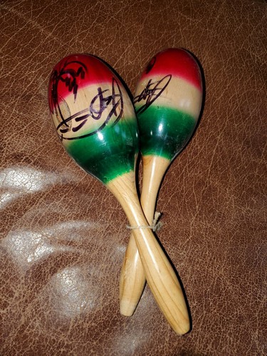 Signed Maracas Mexican Wooden Shakers Hand Painted Native Folk Art ...