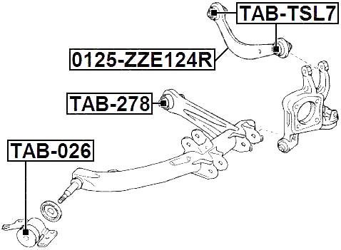 TAB-278 Febest REAR ARM BUSHING 48725-32250, 48720-20111, 48710-20361 ...