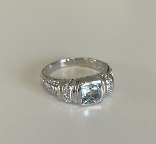 Judith Ripka Aquamarine & CZ Sterling Silver Ring | eBay
