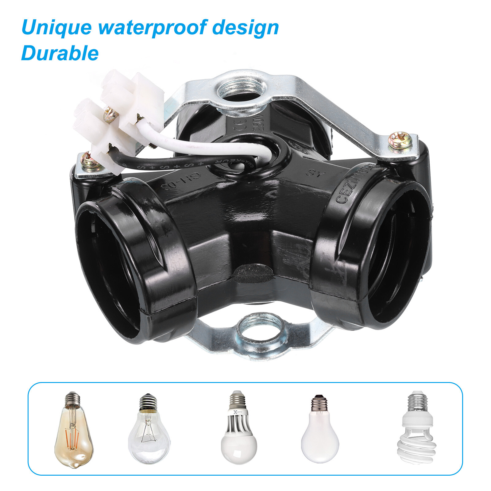 E26/E27 Medium Base 3 Light Cluster Socket Lamp Base Holder Black | eBay