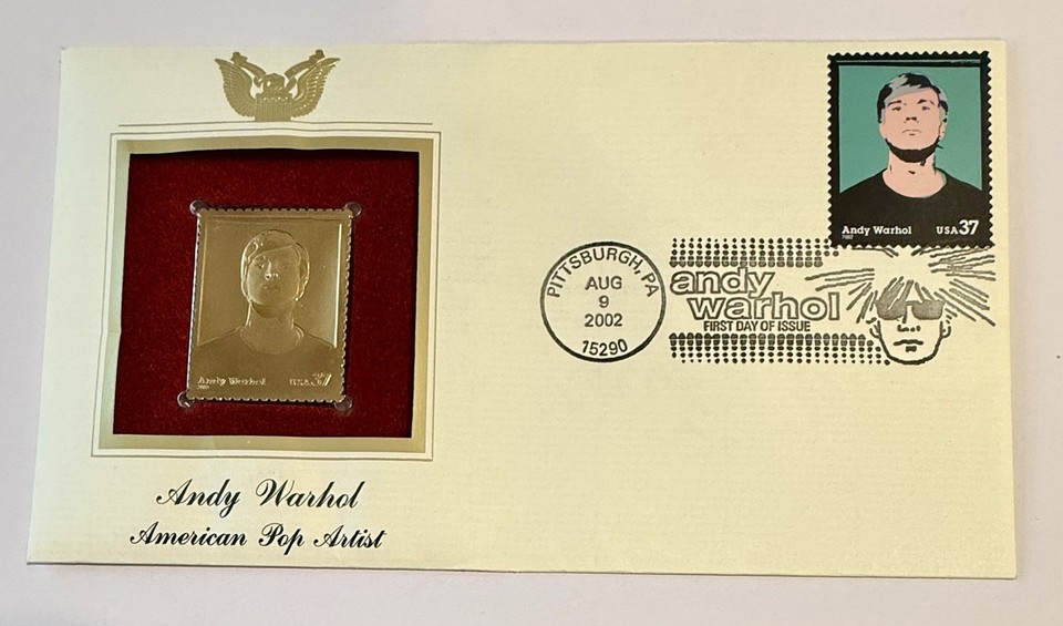 Andy Warhol 22kt Gold Replica Stamp First Day of Issue 2002 American ...