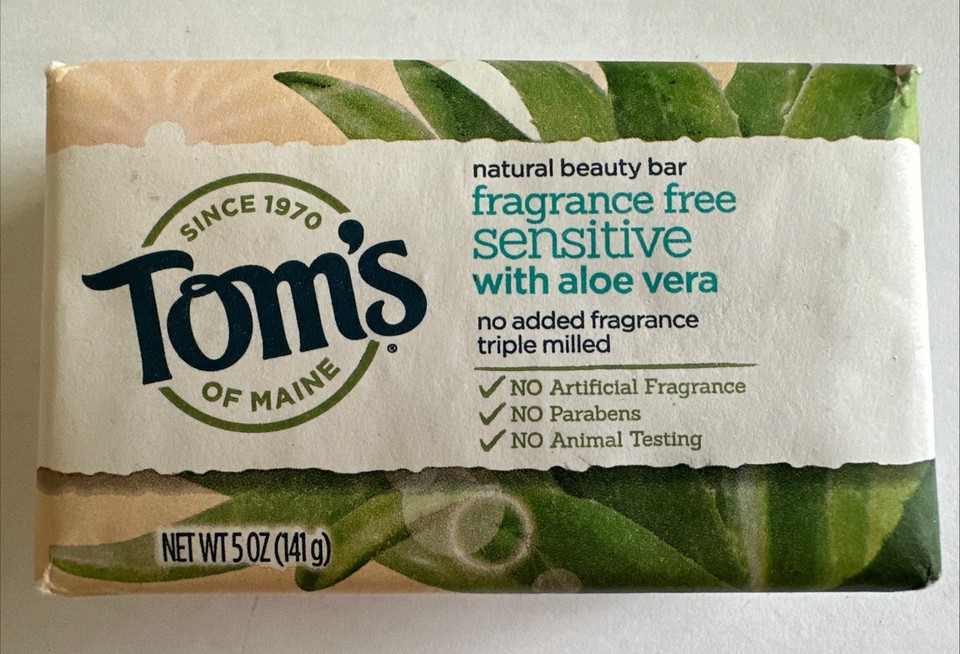 Tom's of Maine Fragrance-Free Sensitive Natural Beauty Bar Soap 5 Oz ...