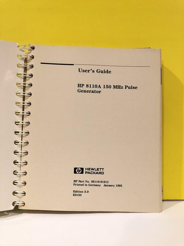 HP 8110-91012 8110A 150 MHz Pulse Generator User's Guide | eBay