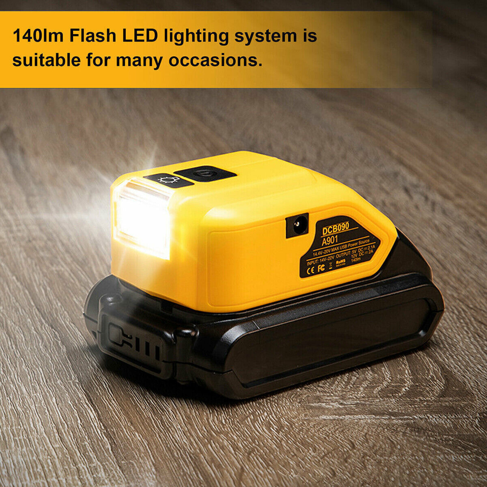 12W 1120LM LED Work Light Torch Powered by Dewalt 20V Li-ion Battery ...