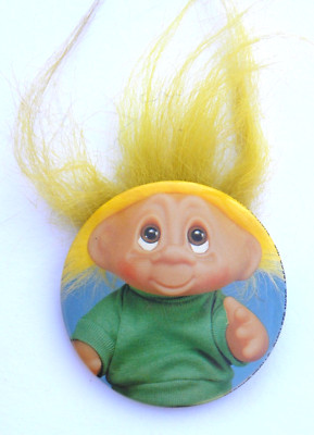 Vintage Troll Doll Button Pin Yellow Hair Novelty Funny Pinback | eBay