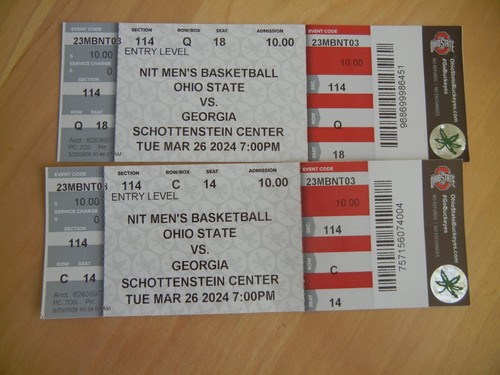 Georgia / Ohio State Basketball 2 game used tickets NIT | eBay