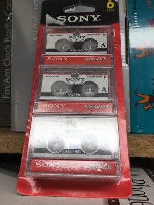 Sony MC-90 Microcassette Tape 6 Pack 90 Minute Record 1998 Never Used ...