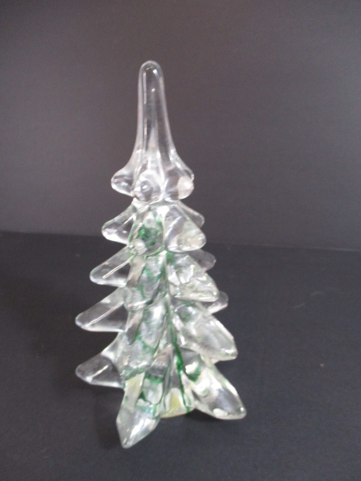 Vintage Crystal 5 1/4" Clear & Green Hand Made Pine Christmas Tree | eBay
