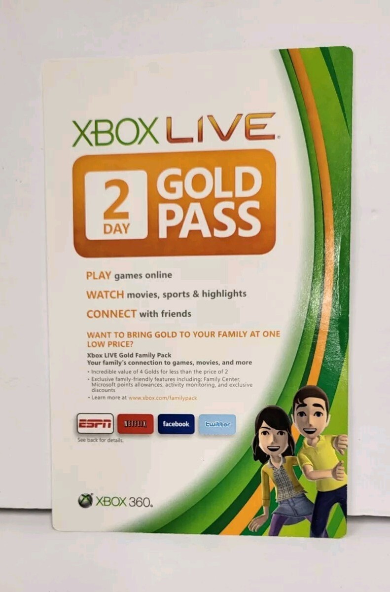Xbox Live Card Back Microsoft Xbox Live 3 Month Gold Card (Physical