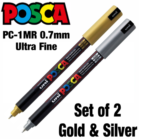 Uni Posca PC-1MR Paint Marker Art Pens - Ultra Fine 0.7mm - Gold ...