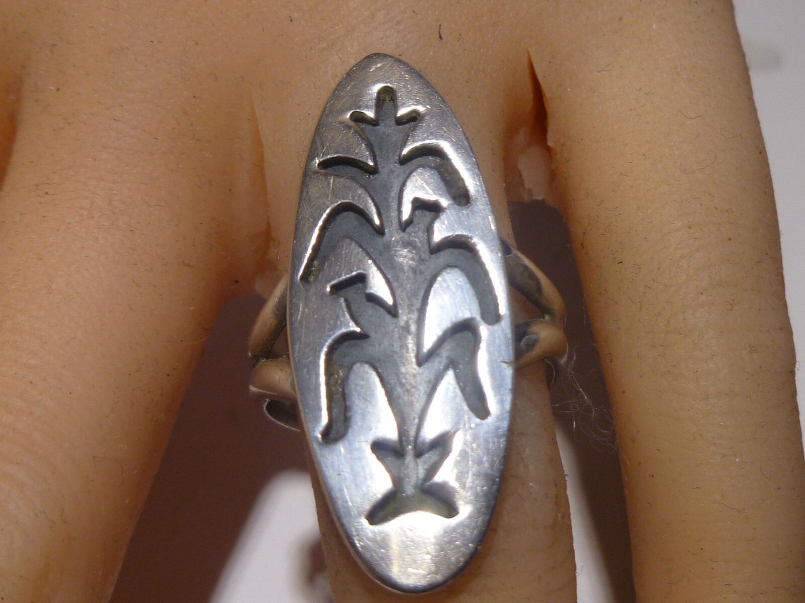 Signed CH Hopi Corn Overlay Sterling Silver Ring Vint… - Gem