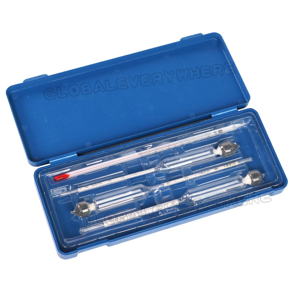 Alcohol Concentration Tester 3-Piece Hydrometer Alcoholmeter Tester Set ...