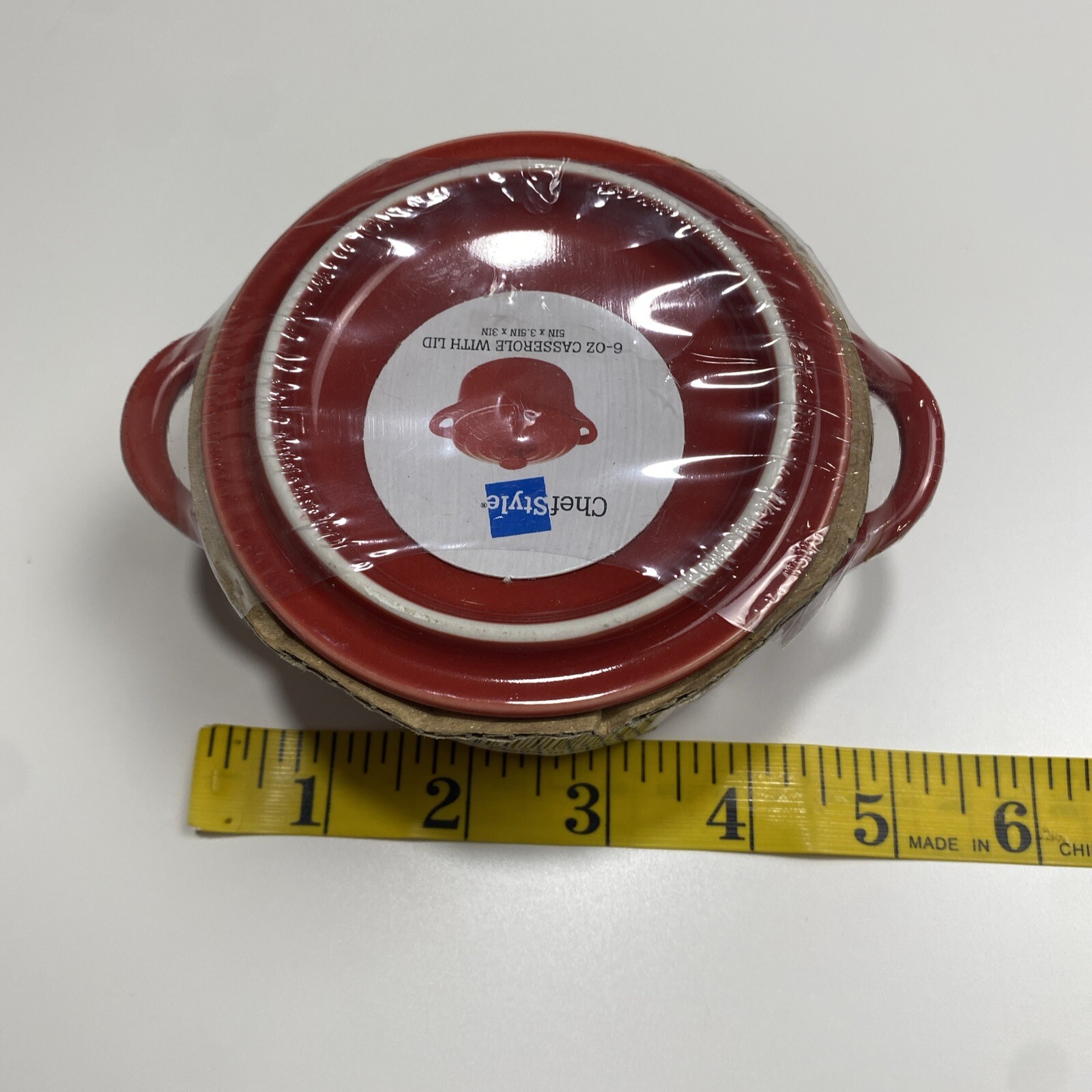 New Chef Style Mini 6-Oz Casserole Dish with Lid Red Oven and ...