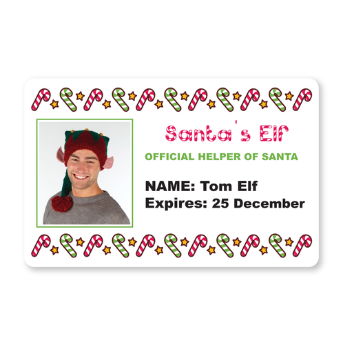 Custom Made Santa's Elf, Official santa's Helper photo plastic card | eBay