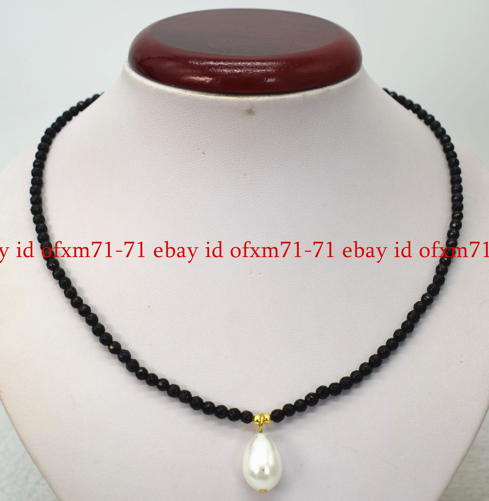 Small 4mm Faceted Black Agate Round Gems Beads Shell Pearl Pendant ...