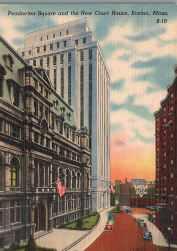 PEMBERTON SQUARE and the NEW COURT House Boston Mass Vintage Postcard ...
