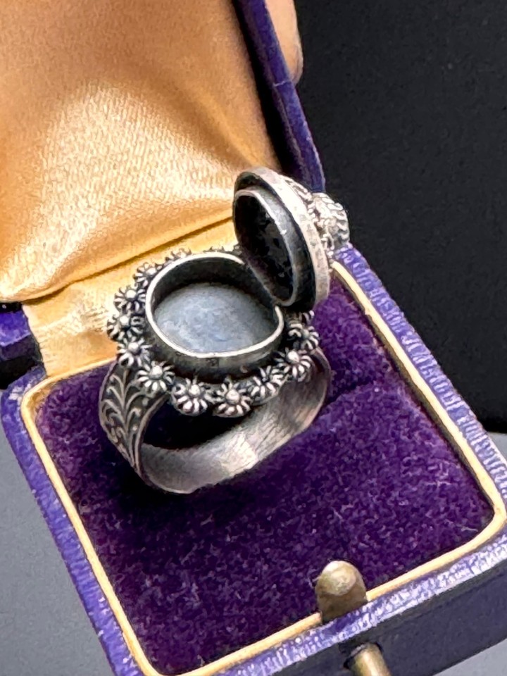 Fabulous 800 Silver Filigree Vinaigrette Poison Ring French | eBay