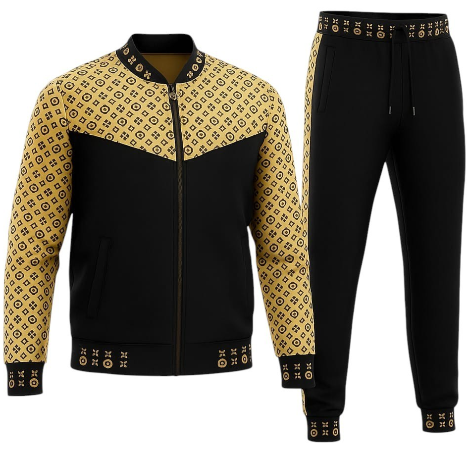 Men’s Designer Cubical Printed Tech Full Matching Jogging Suit Top ...