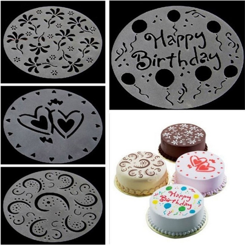 Plastic Stencil Set Flower Stencils DIY Fondant Mold Birthday Cake ...
