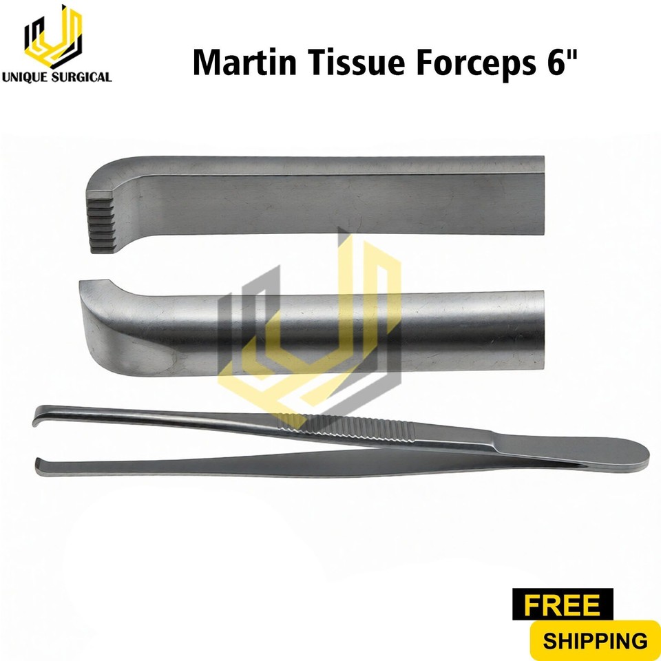 Martin Tissue Forceps 6" Straight 7x8 Teeth Flat Handle Surgical ...