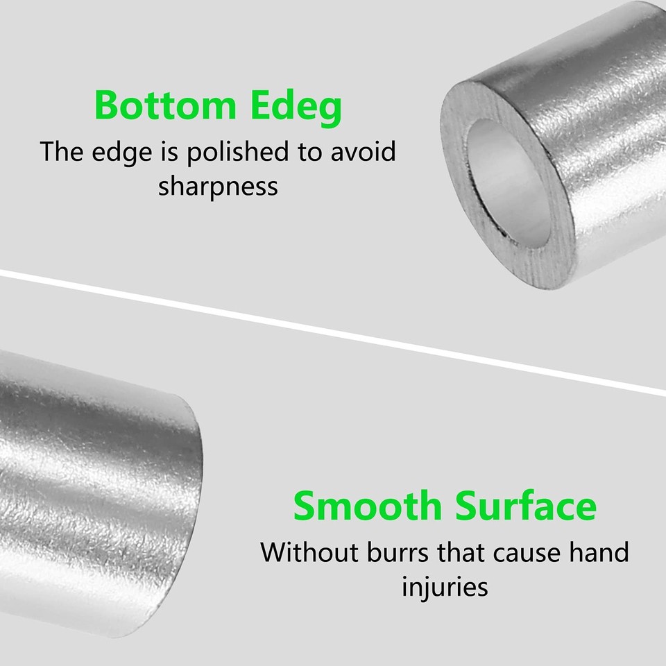 100pcs 1/8 Inch Aluminum Crimping Stop Sleeve for Wire Rope and Cable ...