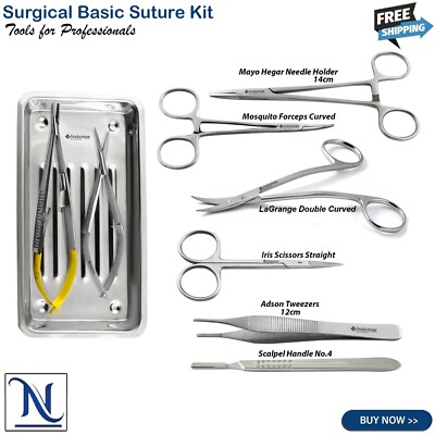 Surgical Basic Suture Kit Mayo Hegar Forceps Hemostatic Scissors ...